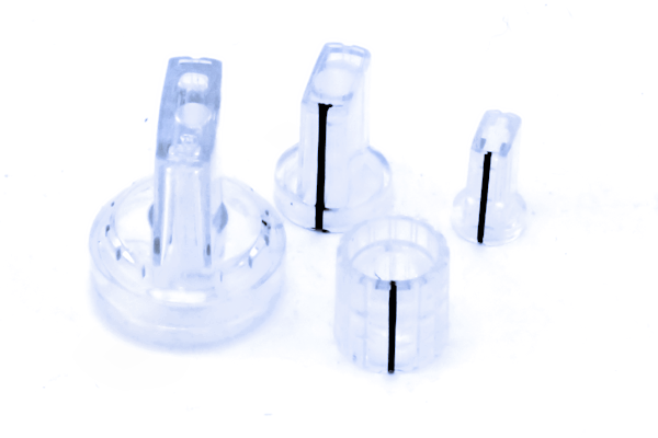 ~EKL Components (NTR-KNOB-SQ)- Light-Transferring Nitro Knob, Squelch Control, Clear, Radio Knobs