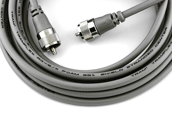 ~Tram (103-8X-G) - RG-8X Cable, PL-259 Connectors, 18ft, Gray, Coaxial ...